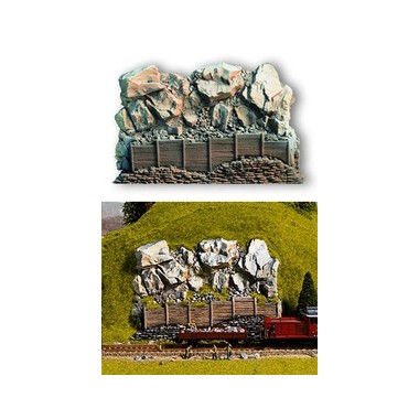 Talus en pierre avec muret de retention - francis miniatures