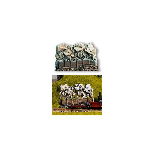 Talus en pierre avec muret de retention - francis miniatures