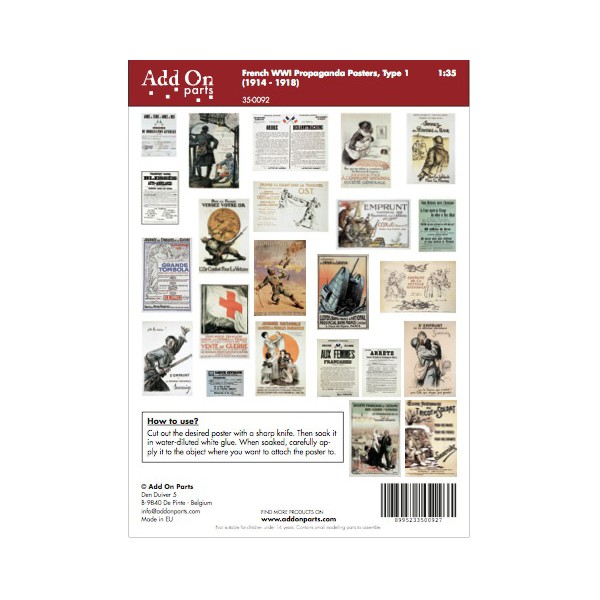 Add On Parts 35-0092 French WWI Propaganda Posters, Type 1 (1914 - 1918 ...