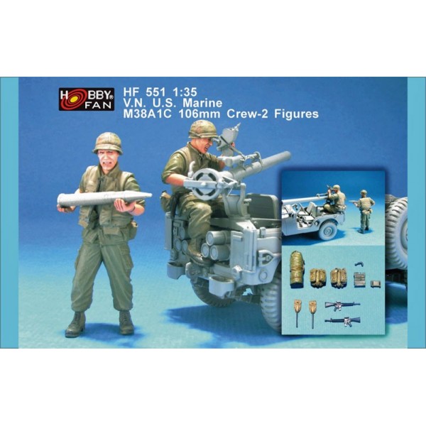 Hobby Fan 551 Figurines maquettes U.S. Marine M38A1 106mmGun Crew