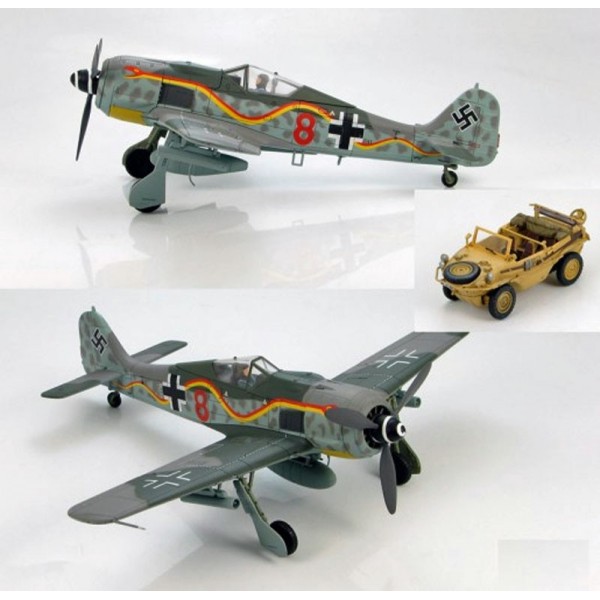 Miniature Focke Wulf 190A7/R6 JGr.10, Parchim 1944 + Schwimmwagen ...