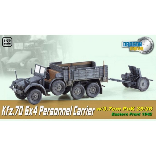 Miniature Kfz.70 6x4 Personnel Carrier w/3.7cm PaK 35/36, Front de l ...