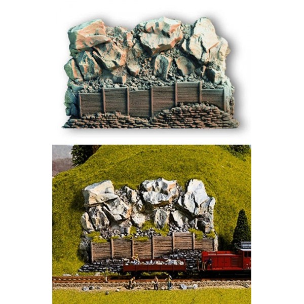 Talus en pierre avec muret de retention - francis miniatures